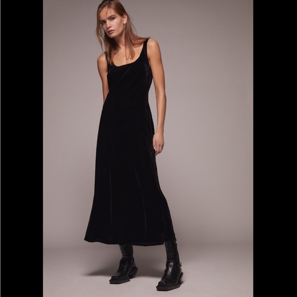 Zara | Dresses | Zara Black Long Velvet Dress | Poshmark